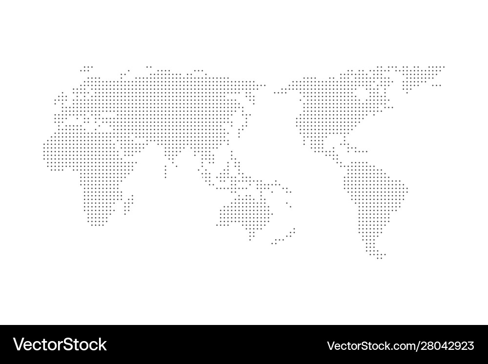 Grey halftone dotted world map Royalty Free Vector Image
