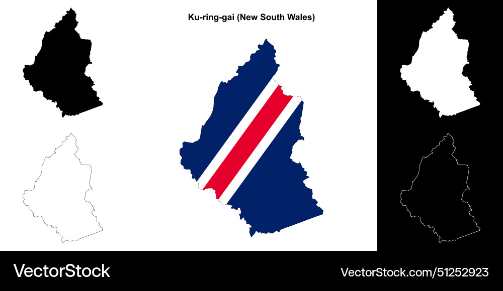 Ku-ring-gai outline map Royalty Free Vector Image