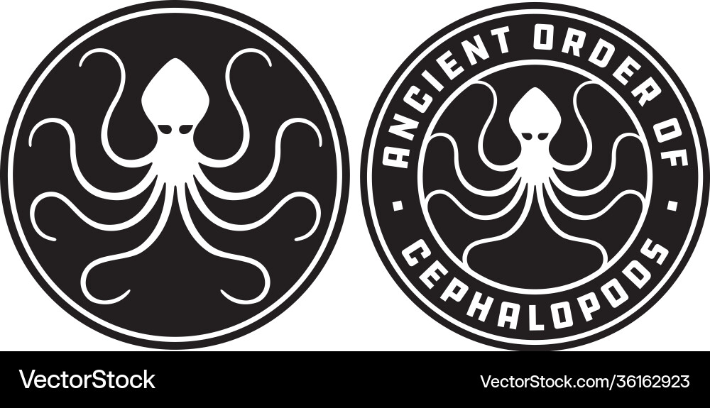 Octopus Badge Logo oder Emblem Designs Lizenzfreier Vektor