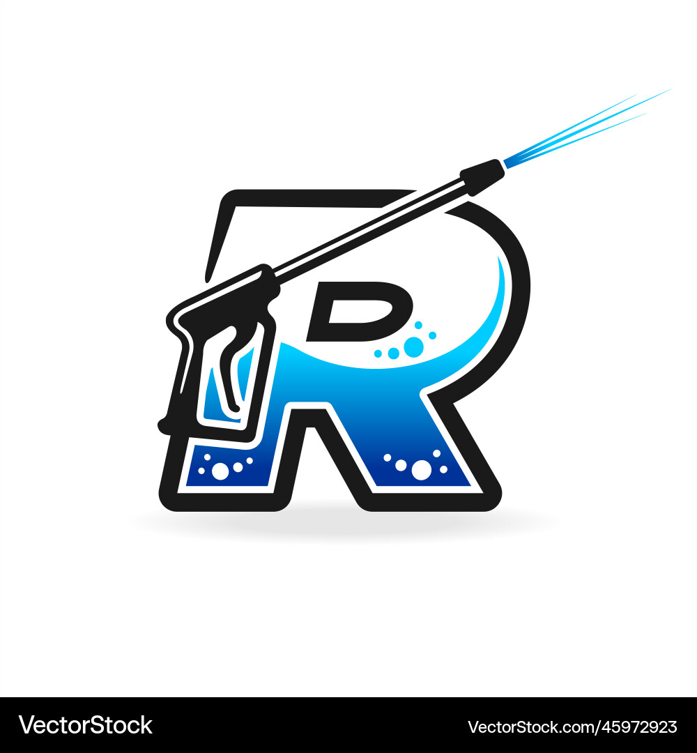 Power wash logo with letter r concept Royalty Free Vector