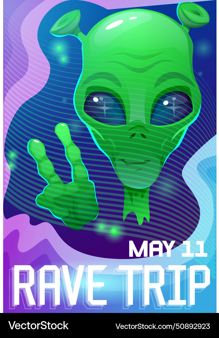 Rave trip party poster Royalty Free Vector Image