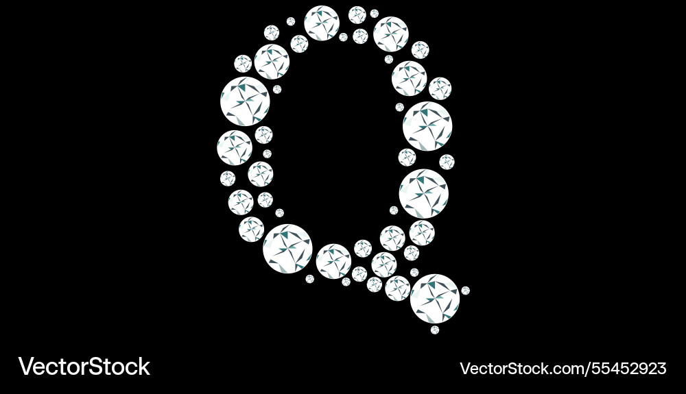 Silver rhinestone diamonds alphabet letter q Vector Image