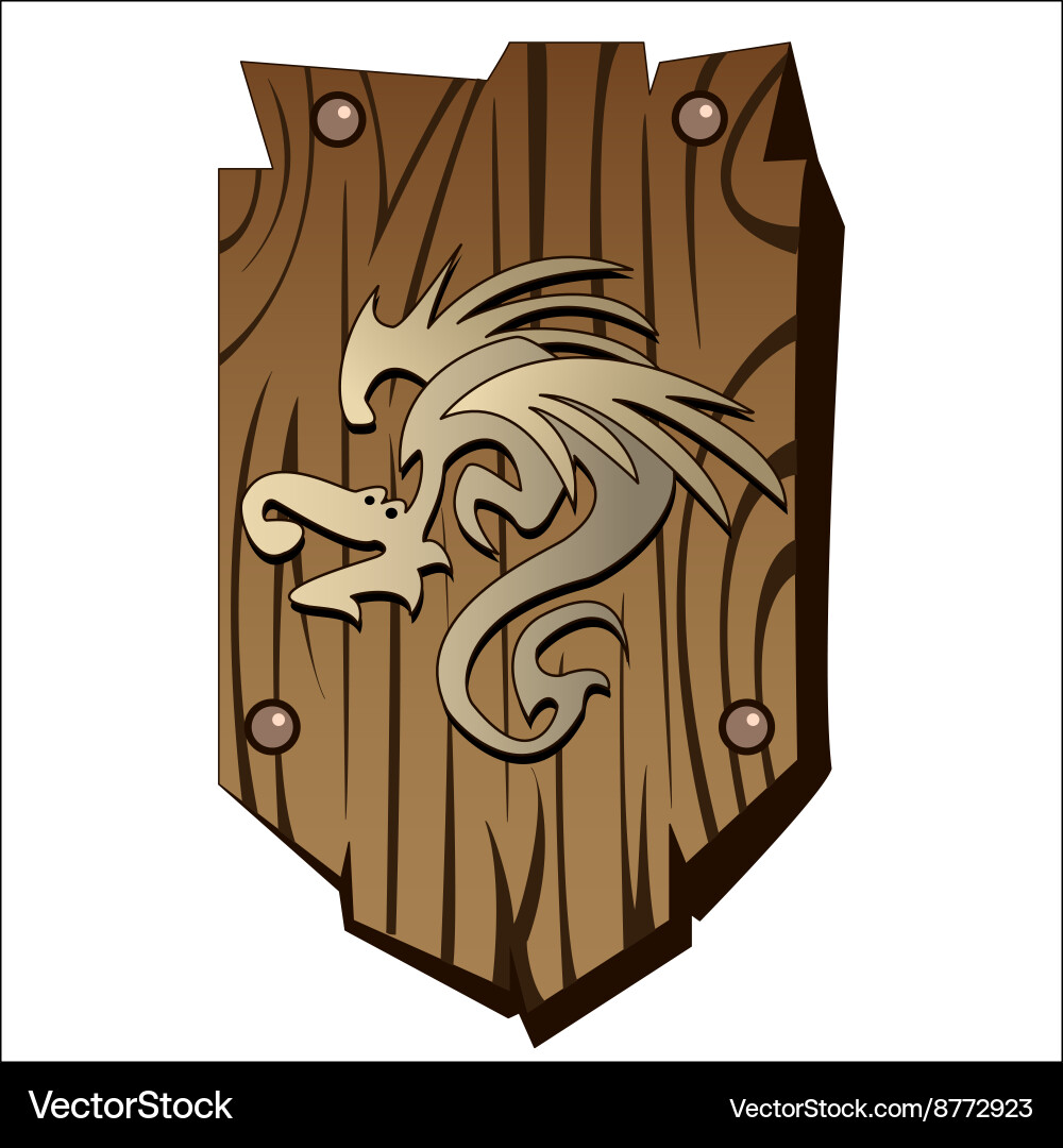Wooden shield Royalty Free Vector Image - VectorStock