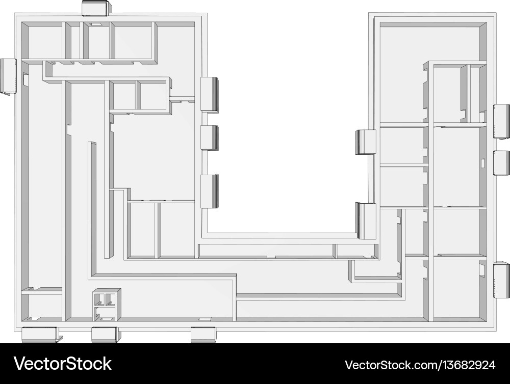 Building plan on white Royalty Free Vector Image