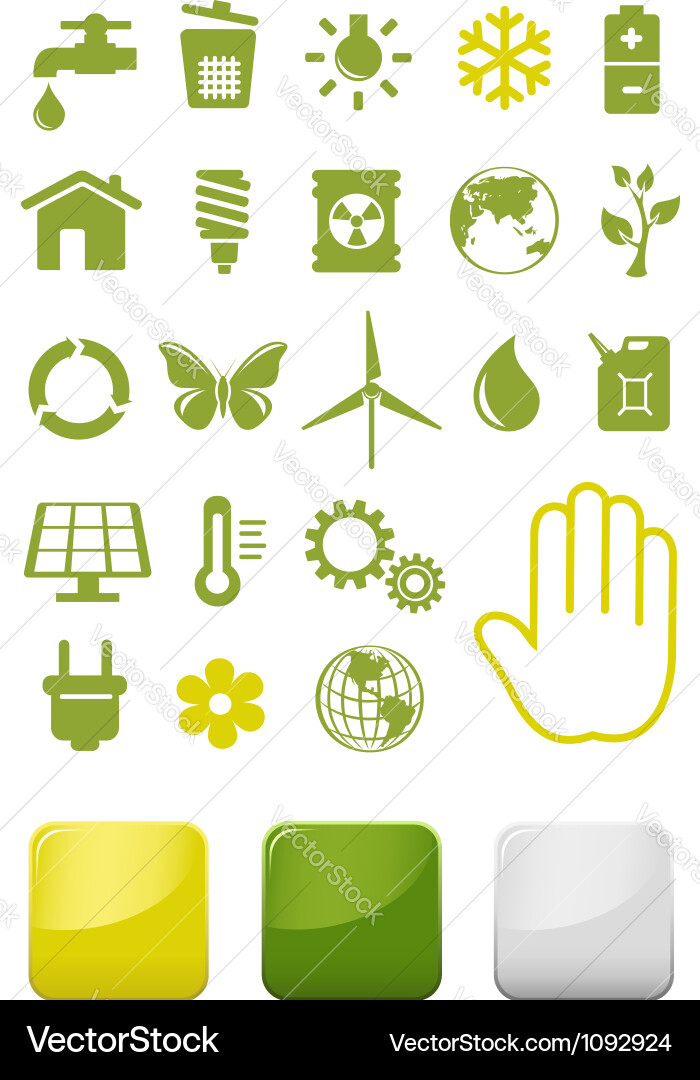 Environment and ecology icons set Royalty Free Vector Image