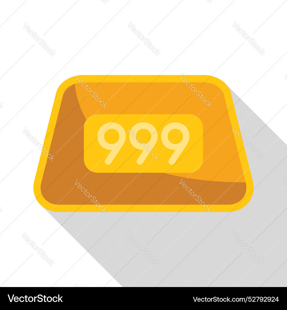 Gold bar shining with 999 sample number purity Vector Image