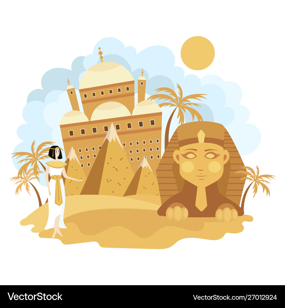 Landscape cairo cartoon sights Royalty Free Vector Image