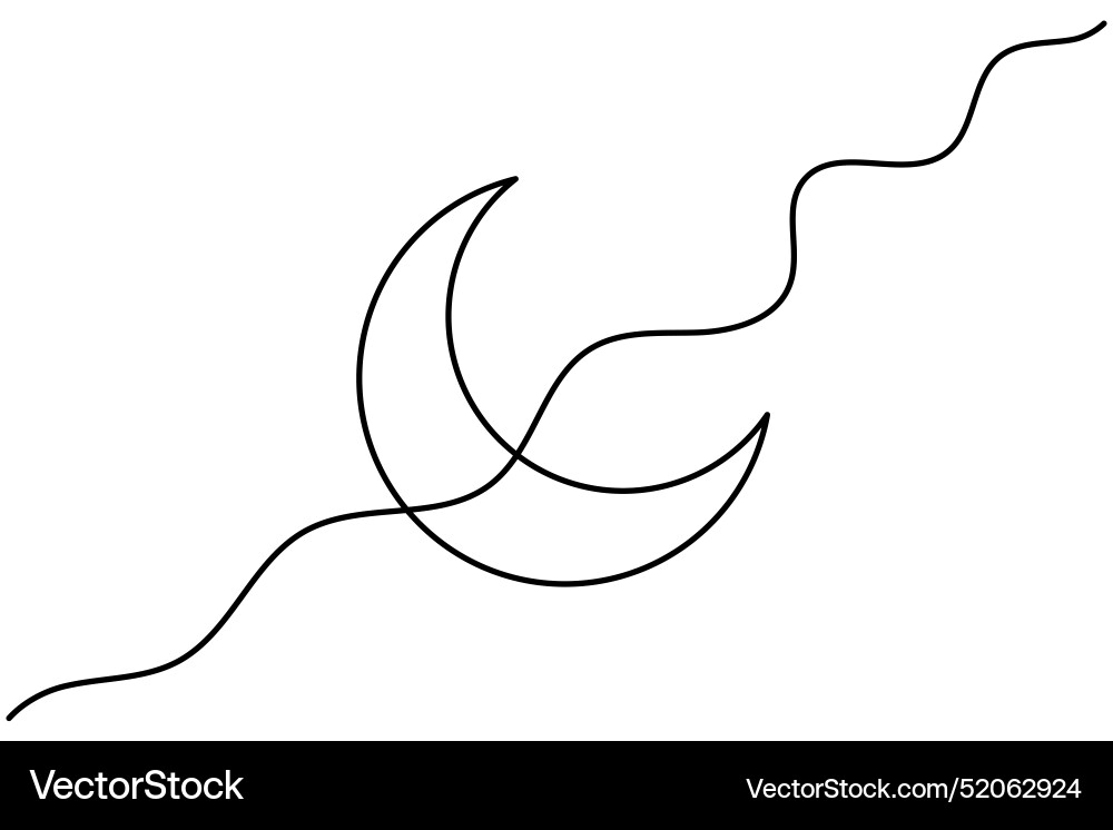 Moon continuous one line drawing Royalty Free Vector Image