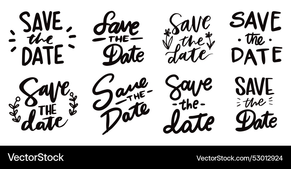 Save the date calligraphy inscription text Vector Image