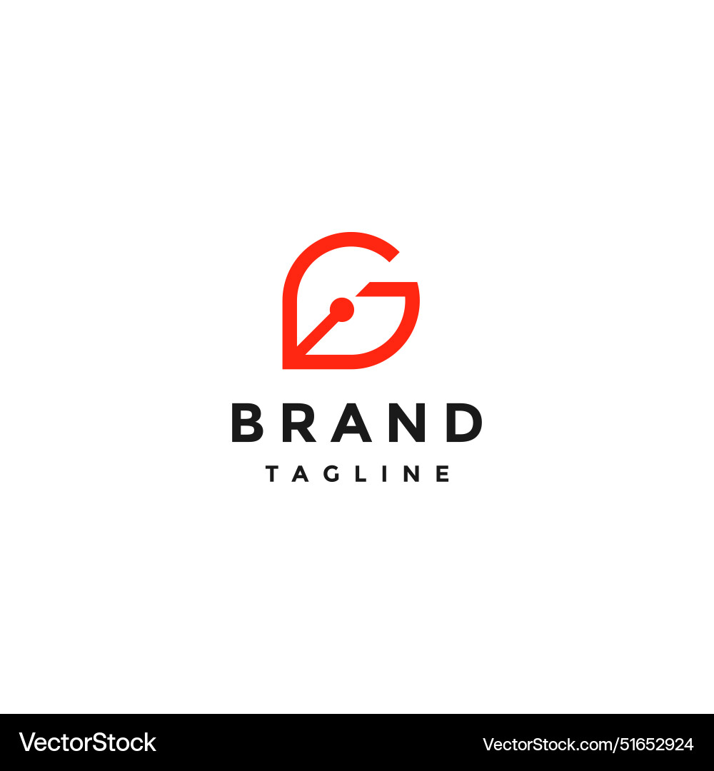 Simple letter g pen logo design Royalty Free Vector Image