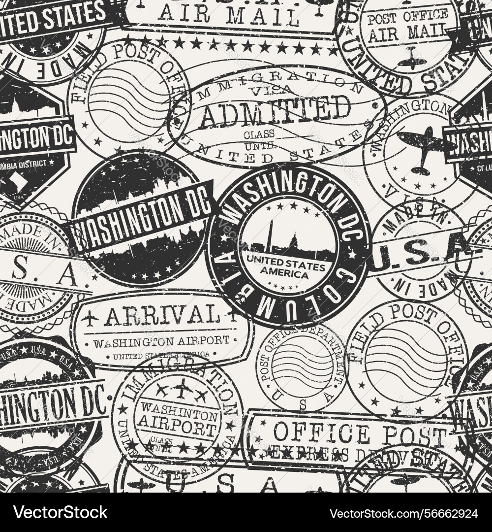 Washington dc stamps pattern Royalty Free Vector Image