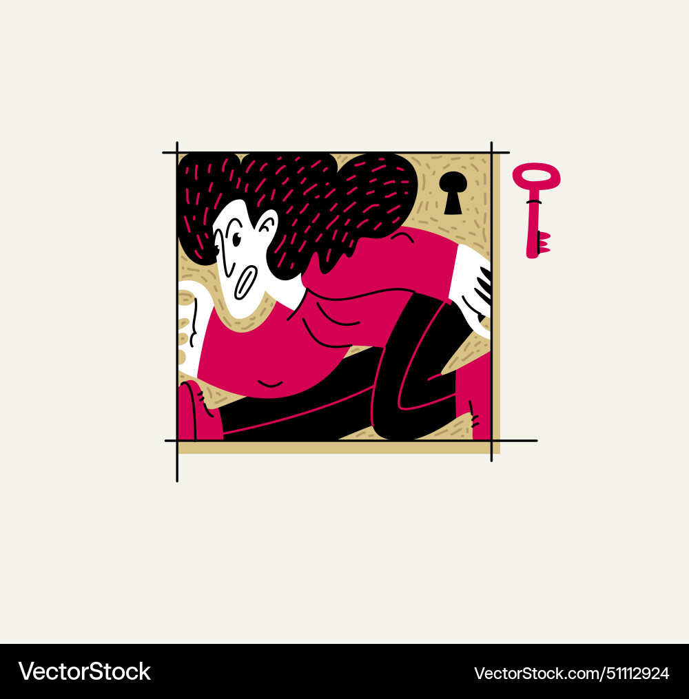 Woman is locked in a rectangular frame social Vector Image