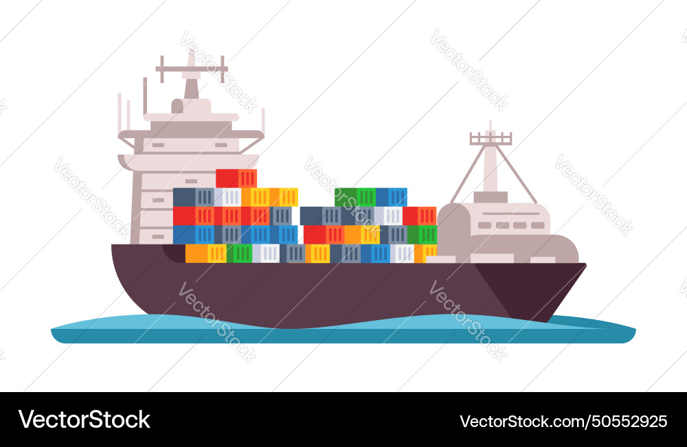 Cargo ship with containers barge shipping Vector Image