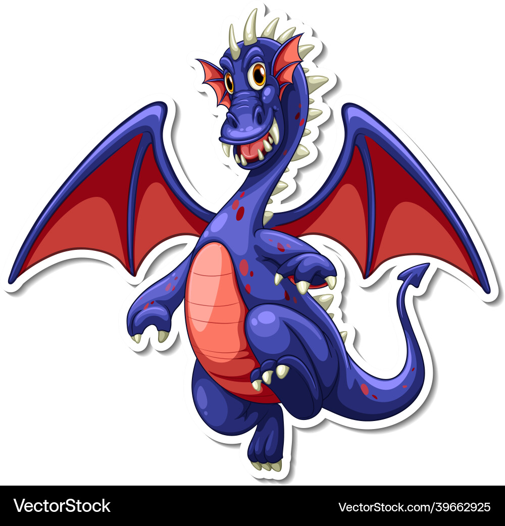 Dragon cartoon character sticker Royalty Free Vector Image