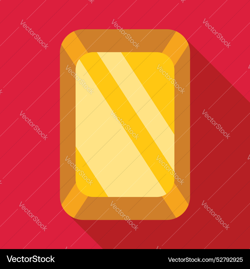 Gold ingot icon reflecting light on red background
