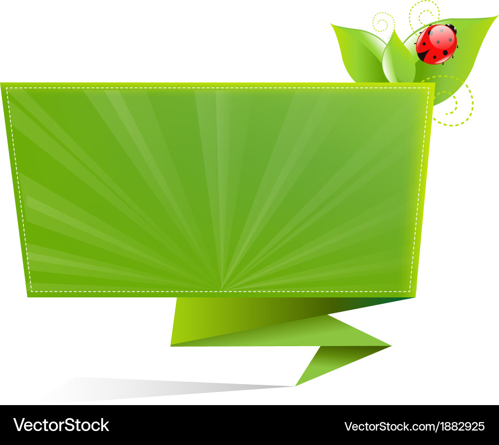 Green origami with leaf and sunburst Royalty Free Vector