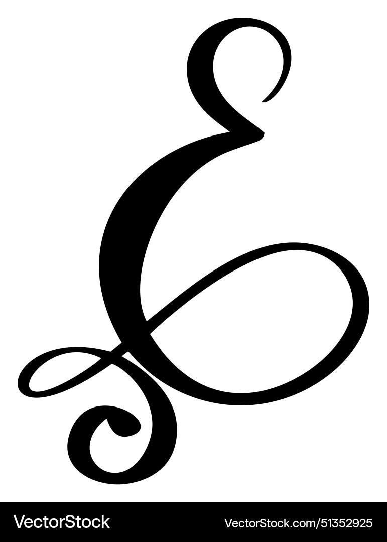 Hand drawn calligraphy letter e script Royalty Free Vector