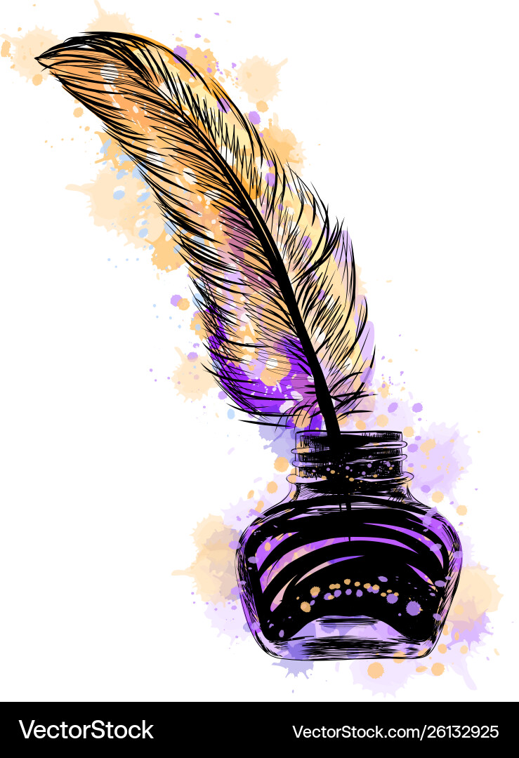 Ink Well and Quill Pen Vector Images (over 120)