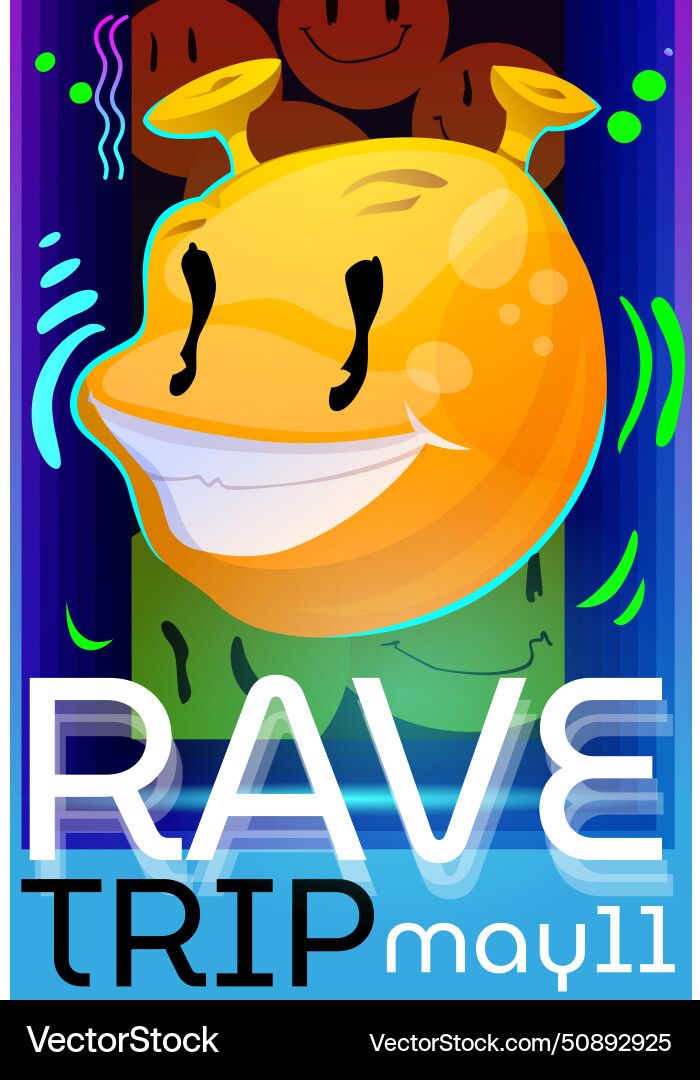 Rave trip party poster Royalty Free Vector Image