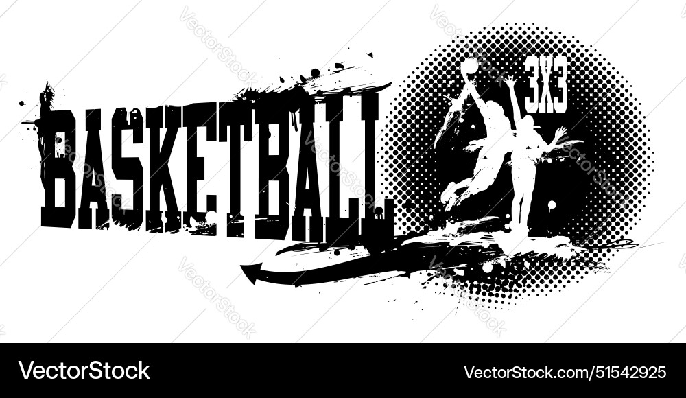 Three-on-three basketball banner Royalty Free Vector Image