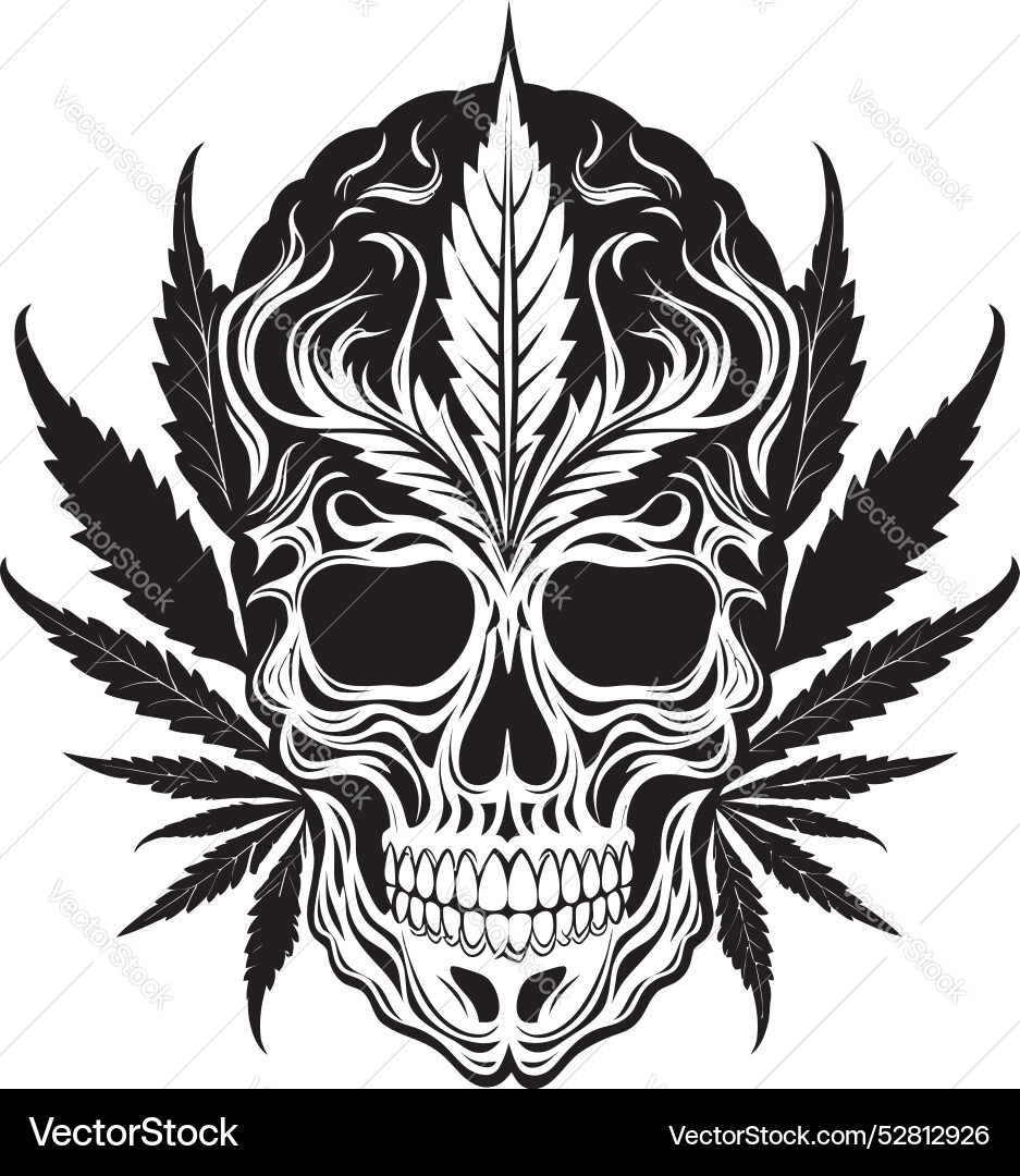 Cannaskull mark marijuana skull icon leafy Vector Image