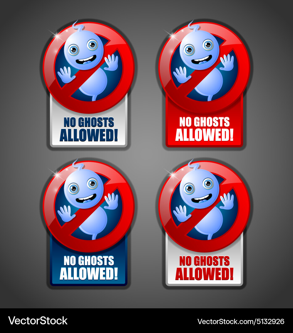 Cute ghost prohibition signs Royalty Free Vector Image