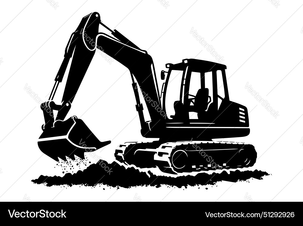 Excavator silhouette Royalty Free Vector Image