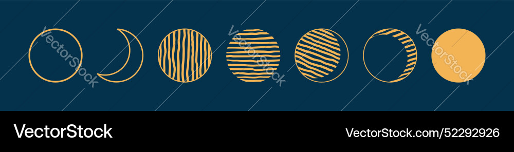 Geometric full crescent moon elements set Vector Image