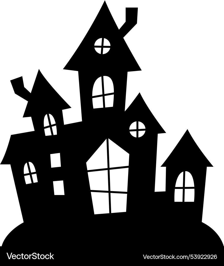 Haunted halloween house silhouette Royalty Free Vector Image