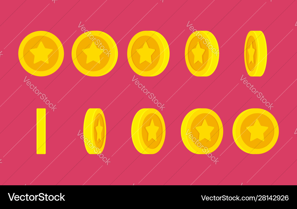 Rotating Coin with Star Animation Royalty Free Vector Image
