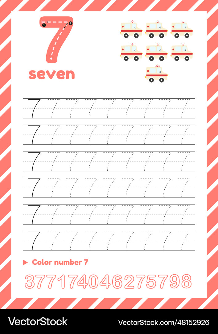 Number Seven Tracing Vector Images (over 150)