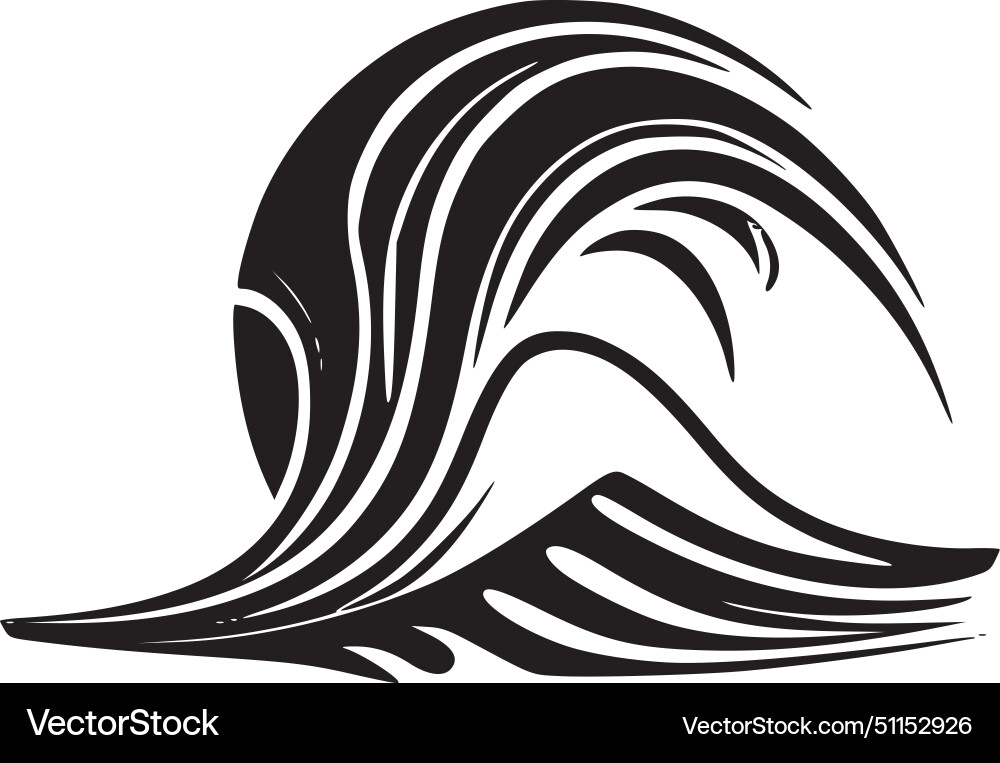 Wave - minimalist and flat logo Royalty Free Vector Image
