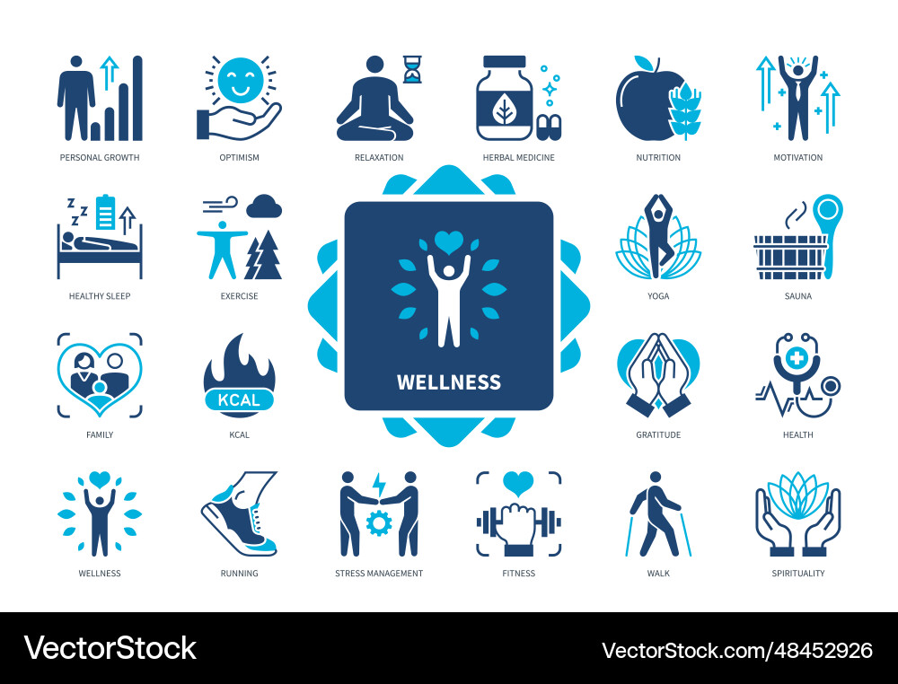 Wellness Icon Set - Duotone Royalty Free Vector Image