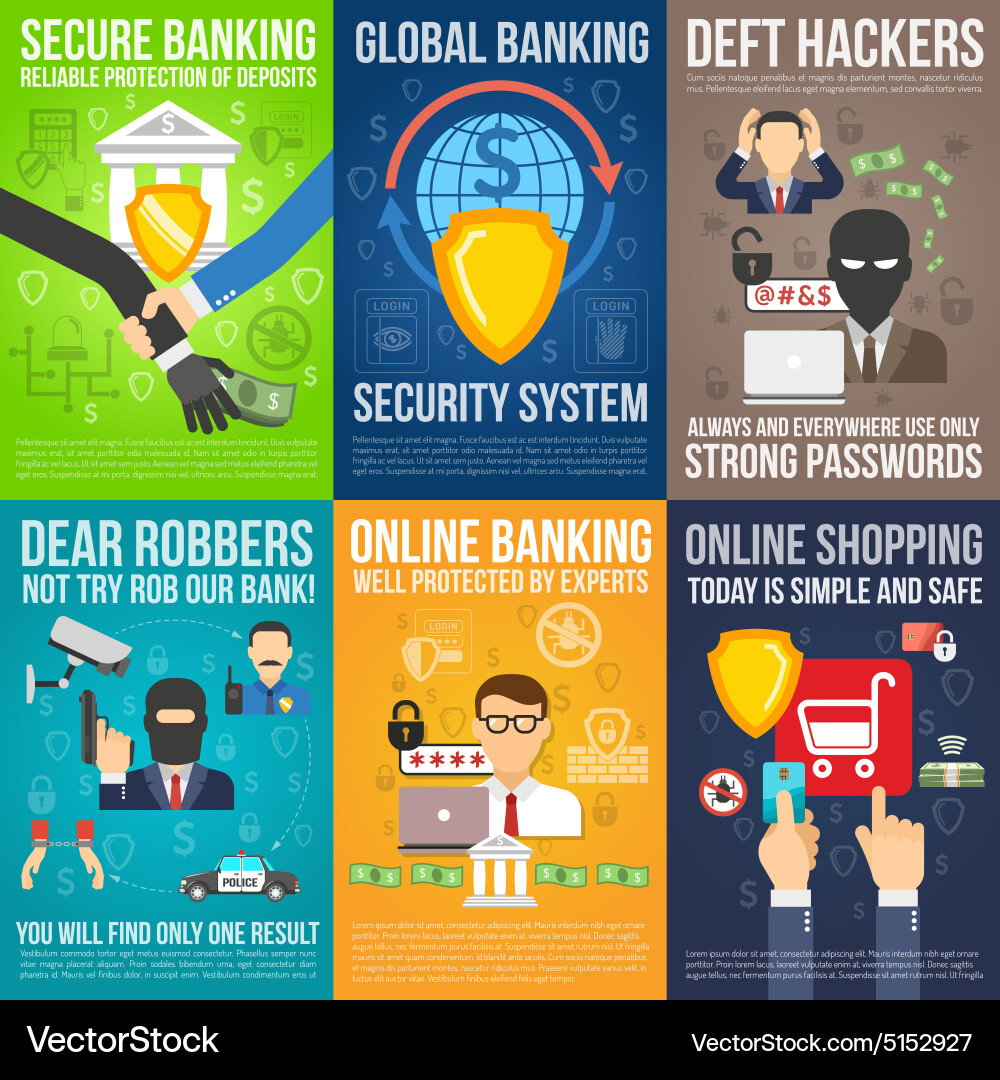 Bank mini poster set Royalty Free Vector Image