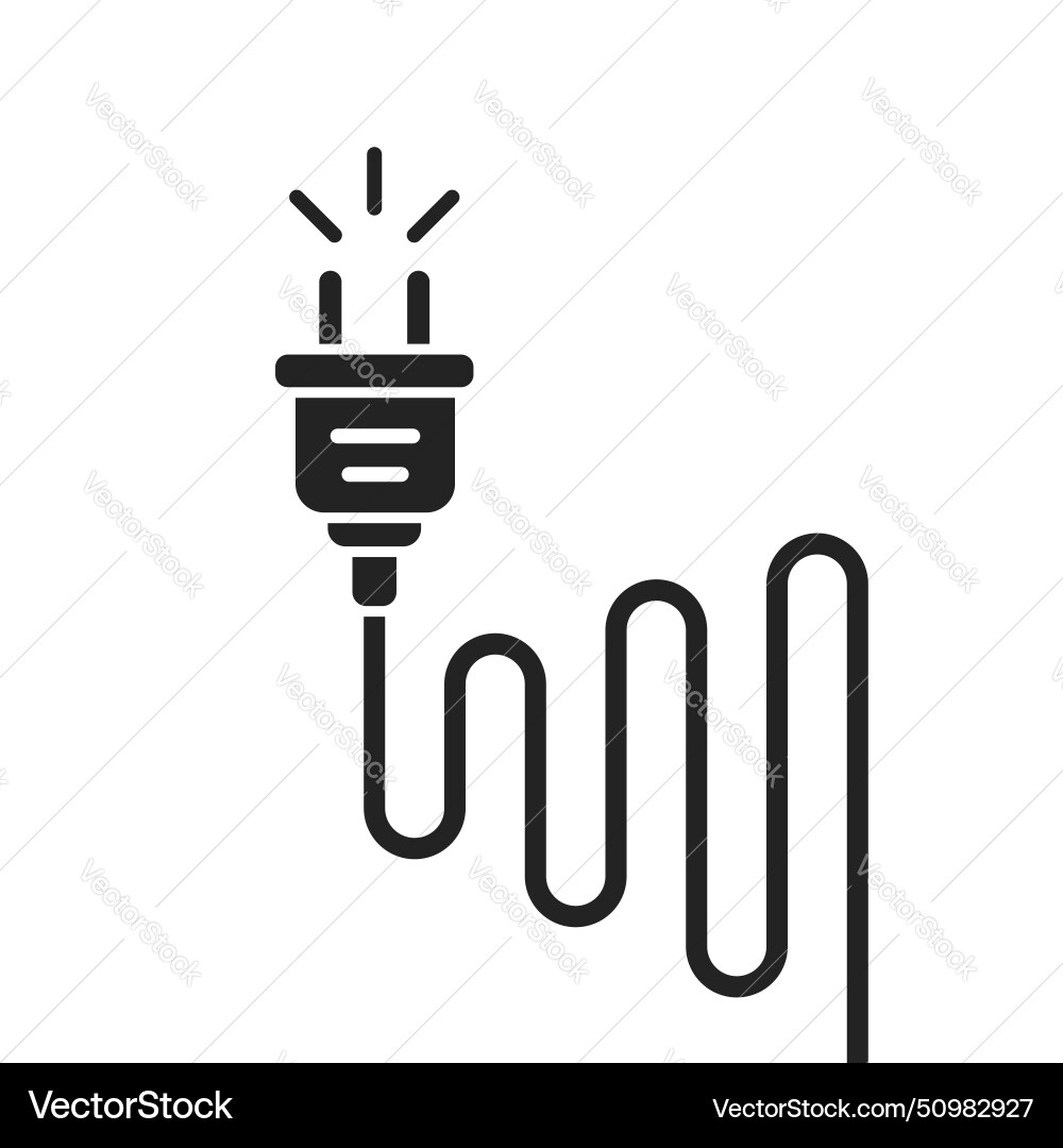 Black simple electric plug icon like power cord Vector Image