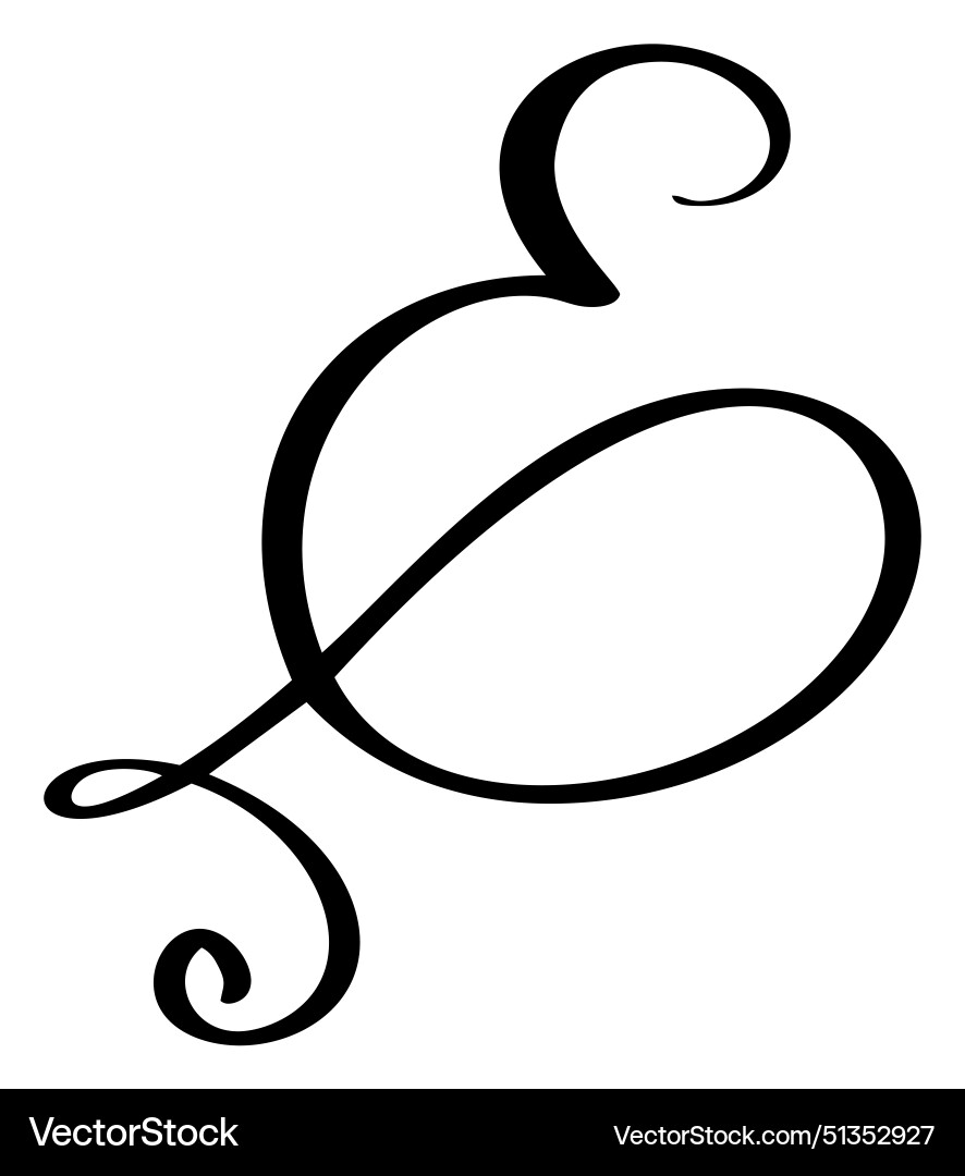 Calligraphy hand drawn letter e script Royalty Free Vector