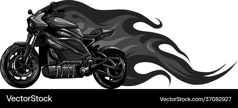 Design motorcycle racing with fire Royalty Free Vector Image