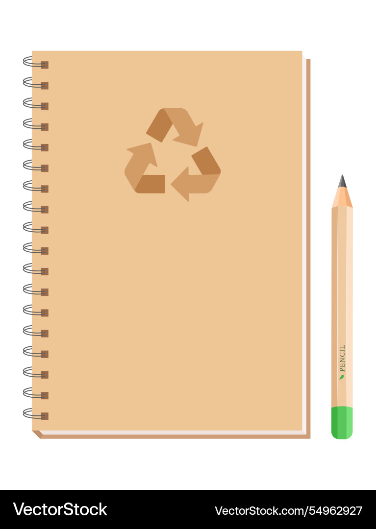 Eco-friendly notebook with eco pencil Royalty Free Vector
