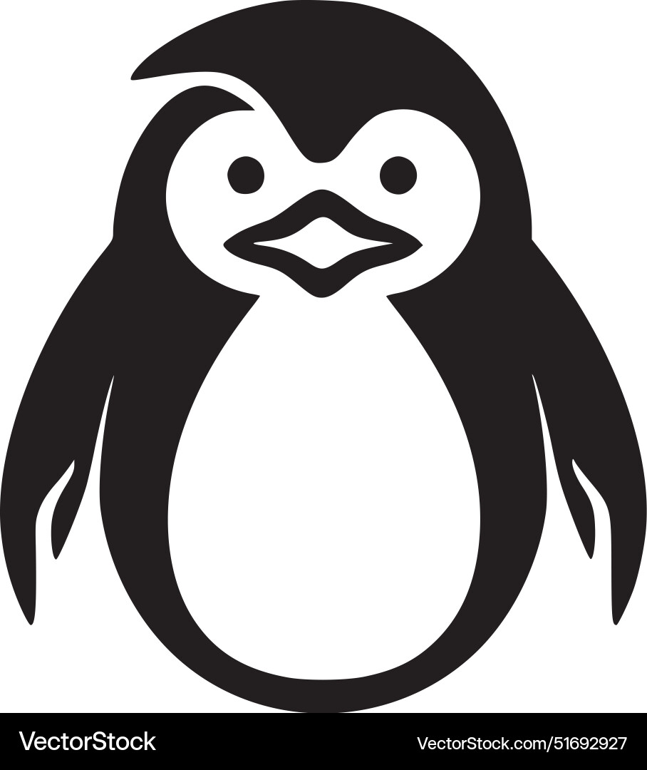 Penguin - black and white Royalty Free Vector Image