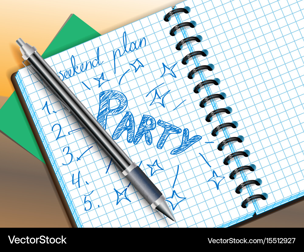 Weekend plan drawing in notebooke Royalty Free Vector Image
