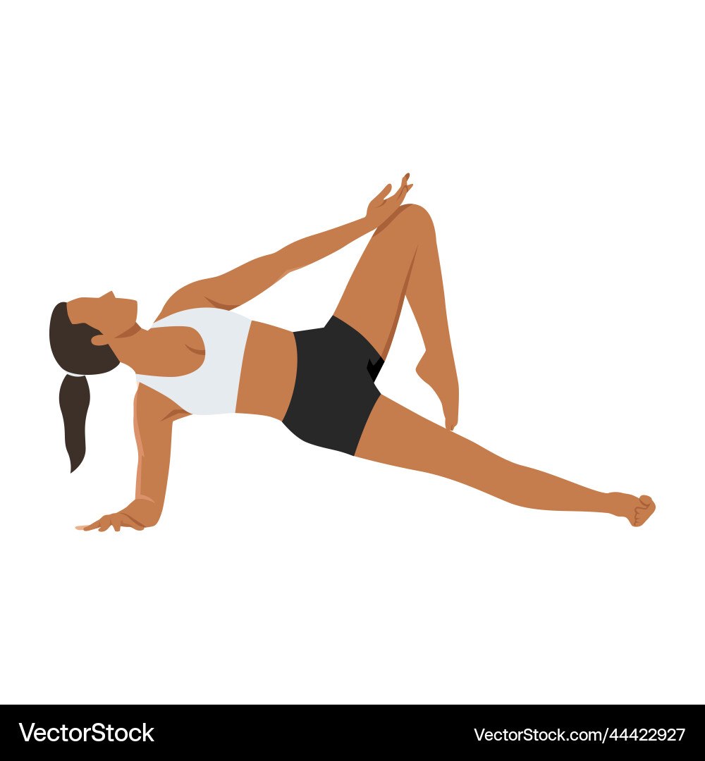 Woman doing side plank with tree legs exercise Vector Image