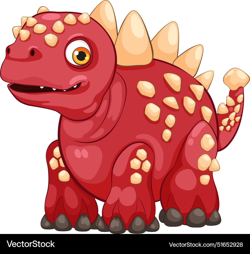Adorable red dinosaur with yellow spikes Vector Image