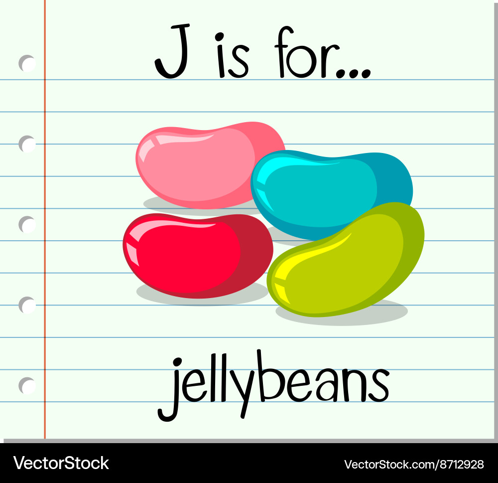 Alphabet Flashcard: J is for Jellybeans Royalty Free Vector