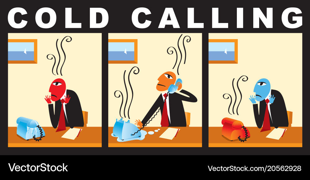 Comic with a businessman who makes cold call Vector Image
