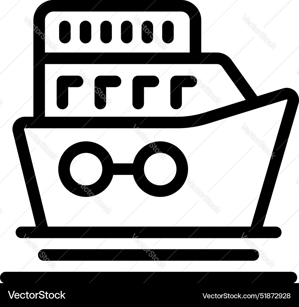 Cruise ship floating on water minimal line art Vector Image