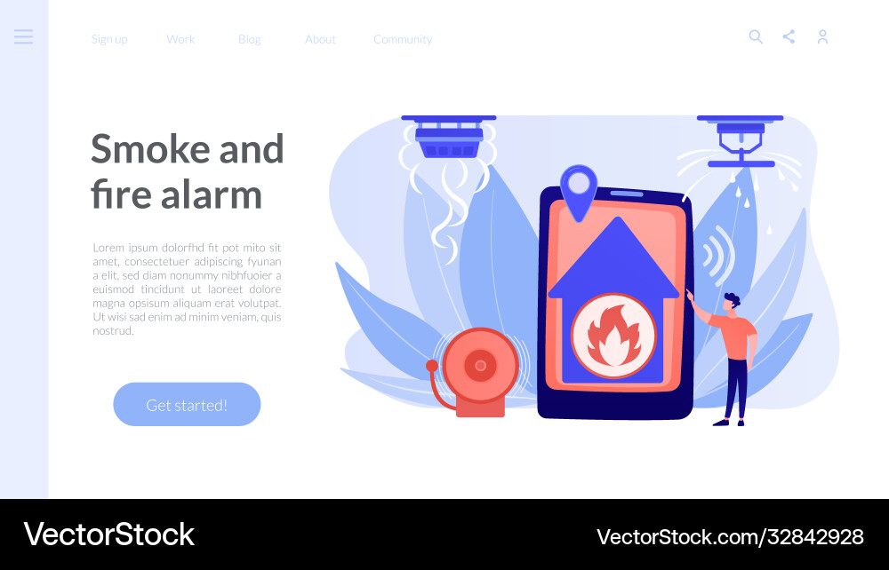 Fire alarm system concept landing page Royalty Free Vector