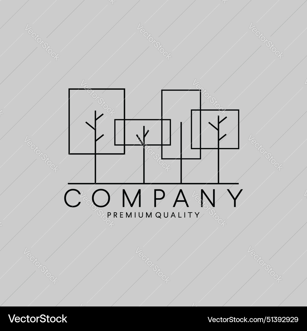 Abstract simple monogram line art tree logo Vector Image