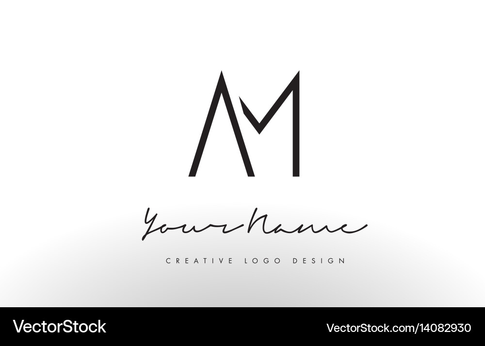 Am letters logo design slim creative simple black Vector Image