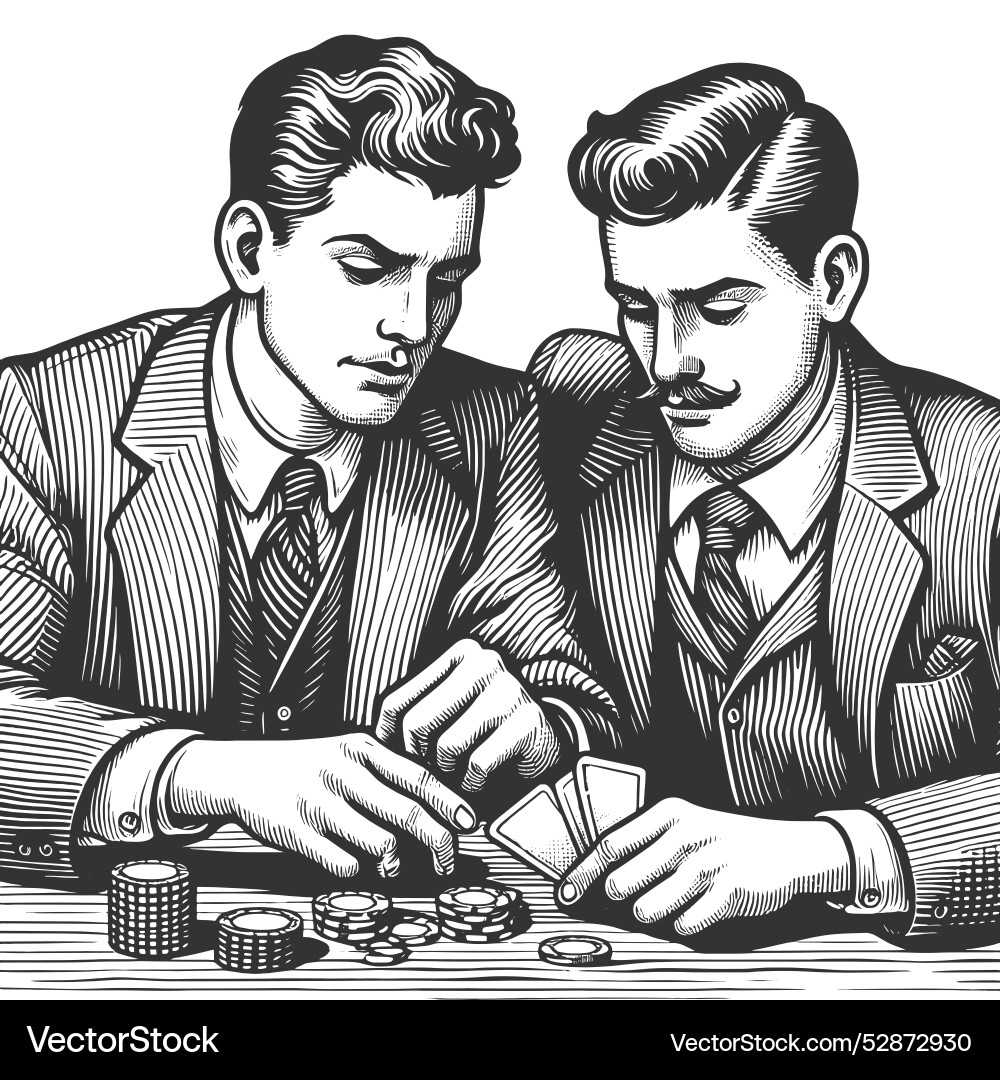 Card players concentrating on their game Vector Image