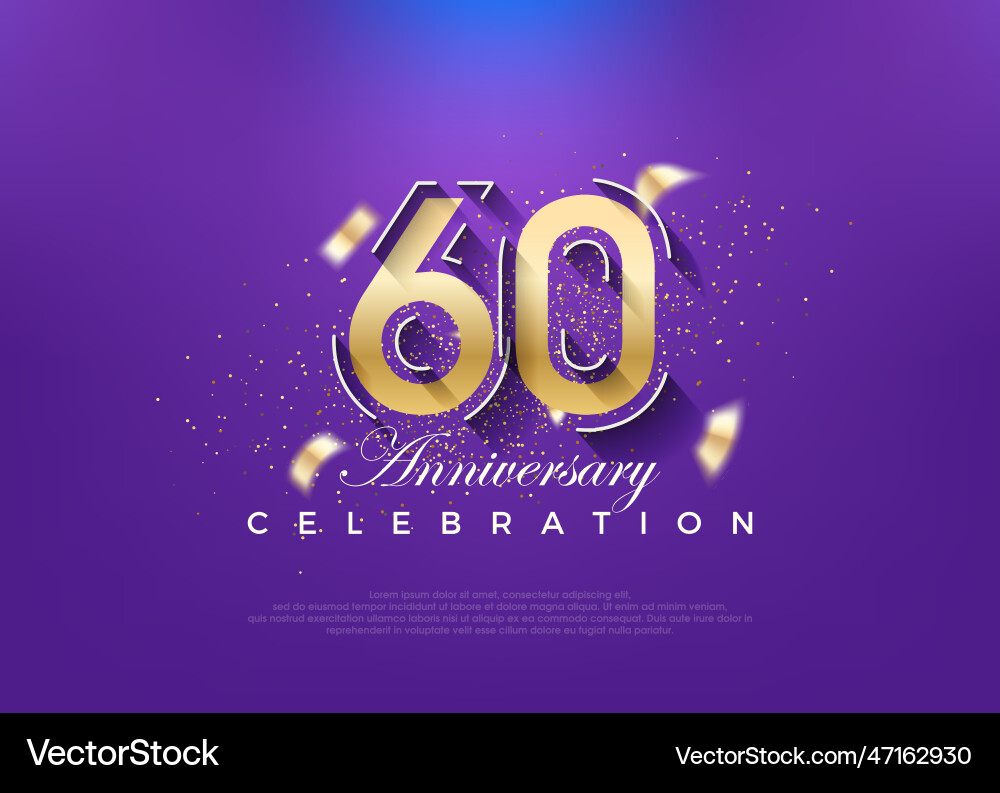 Gold number 60th anniversary premium design Vector Image